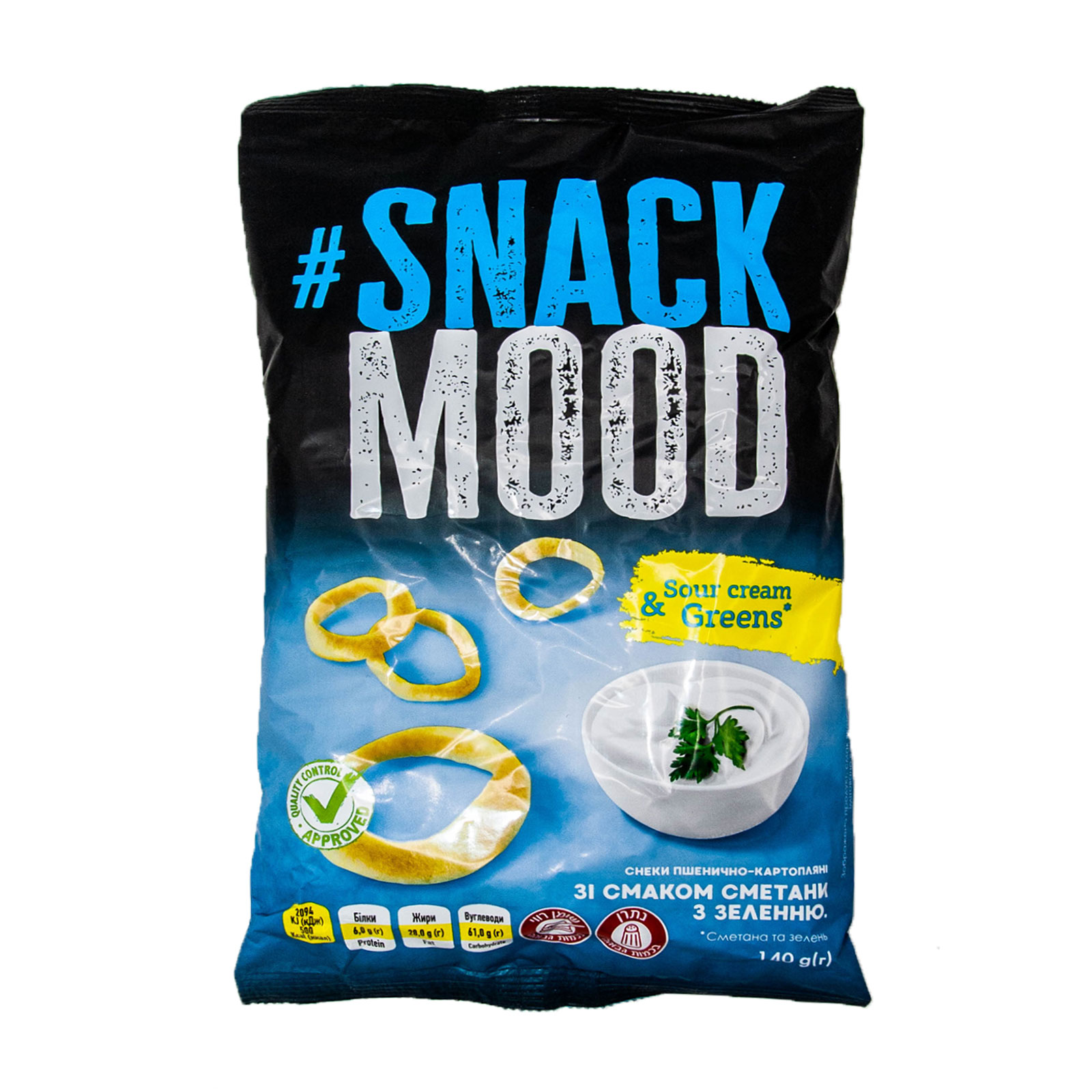 Снеки SNACK MOOD 140г пшенично-картопляні зі смаком сметани (9шт/ящ ...
